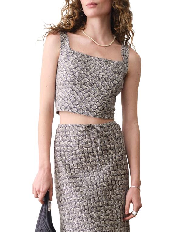 MARINE LAYER Zoe Seashell Print Hemp Blend Crop Tank